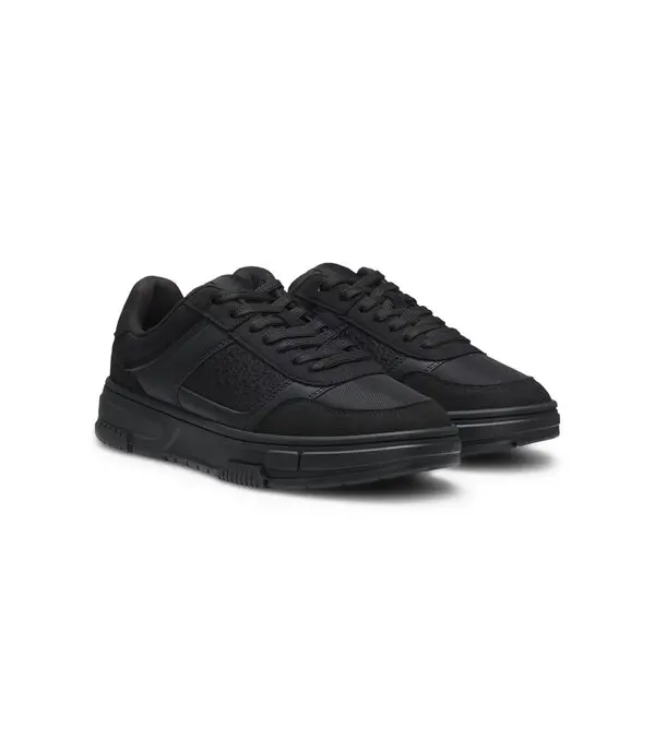 Hugo Lace-up Trainers With Monogram Detailing - Black