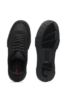Hugo Lace-up Trainers With Monogram Detailing - Black