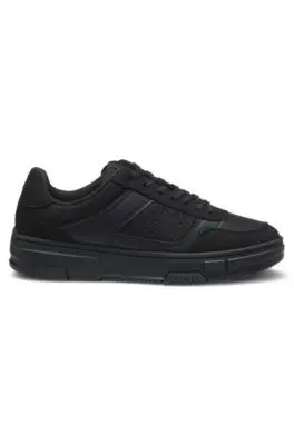 Hugo Lace-up Trainers With Monogram Detailing - Black