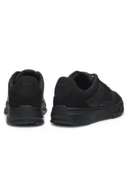 Hugo Lace-up Trainers With Monogram Detailing - Black