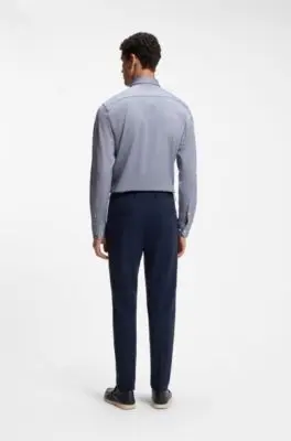 BOSS Patterned Regular-fit Shirt In Cotton Jersey - Dark Blue