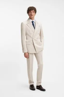 BOSS Slim-fit Jacket With Micro Pattern - Light Grey