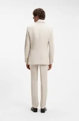 BOSS Slim-fit Jacket With Micro Pattern - Light Grey