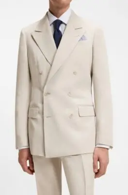 BOSS Slim-fit Jacket With Micro Pattern - Light Grey