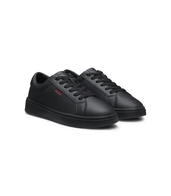 Hugo Contrast-logo Faux Leather Trainers