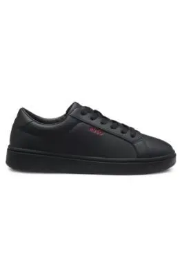 Hugo Contrast-logo Faux Leather Trainers