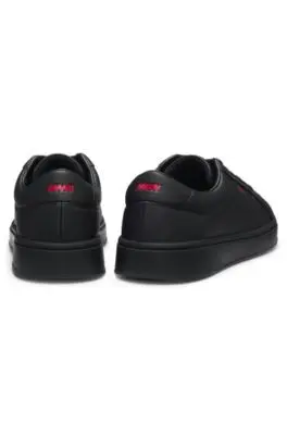 Hugo Contrast-logo Faux Leather Trainers