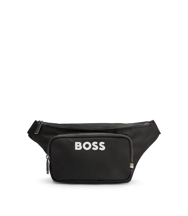 BOSS Structured Belt Bag With Contrast Logo - Black