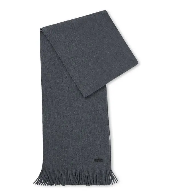 BOSS Raschel-knit Scarf In Virgin Wool - Grey