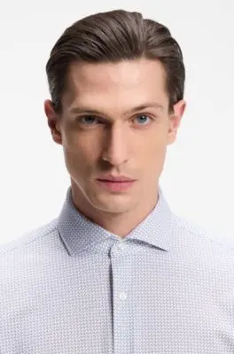 BOSS Printed Slim-fit Shirt In Performance-stretch Jersey