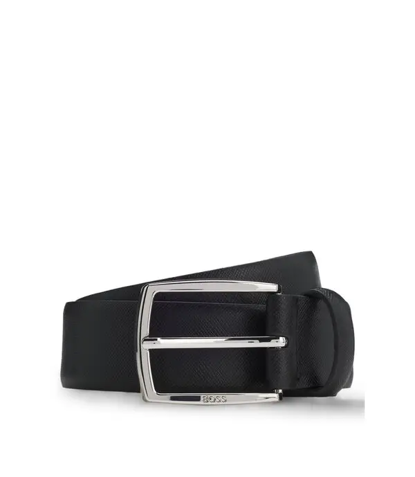 BOSS Leather Belt With Embossed Structure - Black