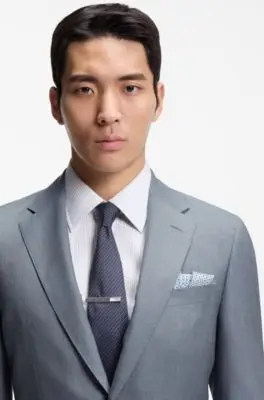 BOSS Two-piece Slim-fit Suit In Virgin Wool And Silk - Blue