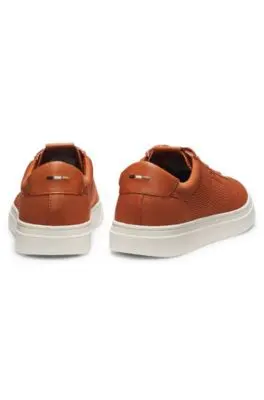 BOSS Lace-up Trainers With Knitted Uppers And Leather Trims