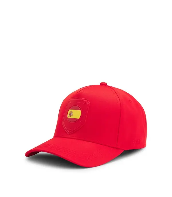 BOSS Logo Cap In Lustrous Twill With Country-flag Badge - Spain