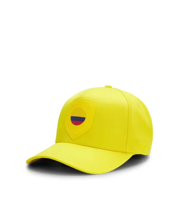 BOSS Logo Cap In Lustrous Twill With Country-flag Badge - Colombia
