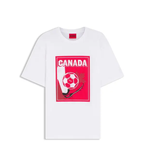 Hugo Relaxed-fit T-shirt In Cotton With Soccer Artwork - Canada