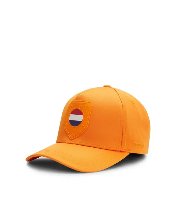 BOSS Logo Cap In Lustrous Twill With Country-flag Badge - Netherlands
