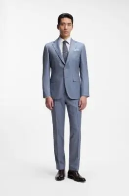 BOSS Striped Slim-fit Shirt In Italian-made Cotton - Dark Blue