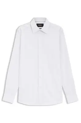 BOSS Striped Slim-fit Shirt In Italian-made Cotton - Dark Blue