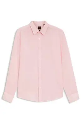 BOSS Regular-fit Shirt In Linen - Light Pink