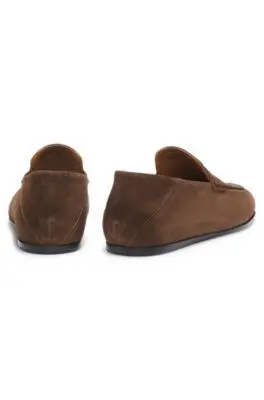 BOSS Suede Penny Loafers - Dark Brown
