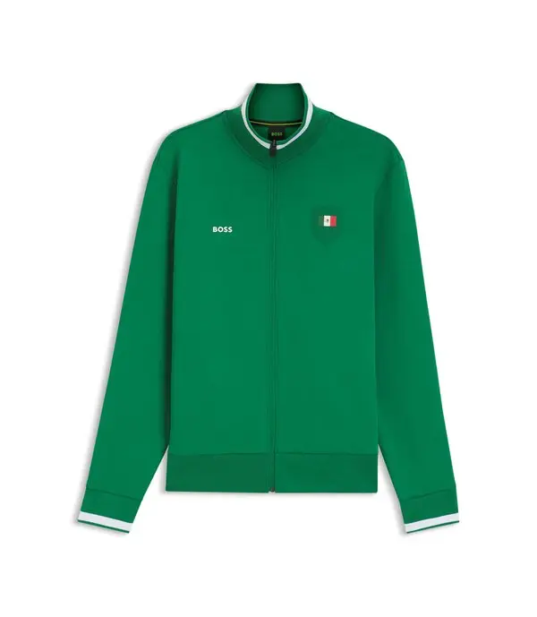 BOSS Cotton-blend Zip-up Sweatshirt With Country-flag Badge - Mexico