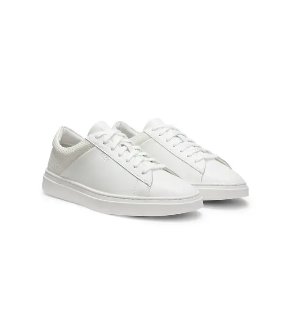 BOSS Low-top Trainers With Woven And Grained Effects - White