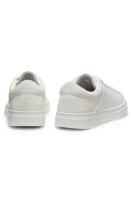 BOSS Low-top Trainers With Woven And Grained Effects - White