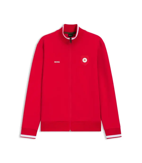 BOSS Cotton-blend Zip-up Sweatshirt With Flag Patch - Canada