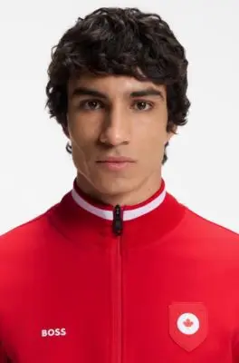 BOSS Cotton-blend Zip-up Sweatshirt With Flag Patch - Canada