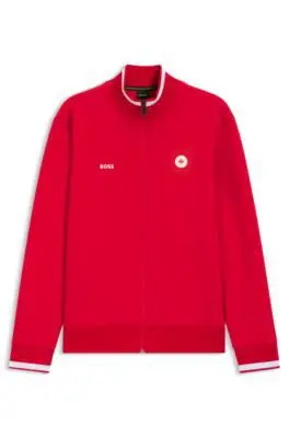 BOSS Cotton-blend Zip-up Sweatshirt With Flag Patch - Canada