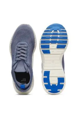 BOSS Motion Sneakers With Knitted Uppers And Leather Trims - Light Grey