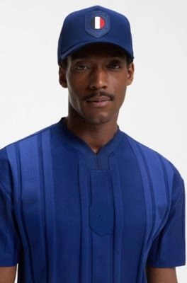 BOSS Logo Cap In Lustrous Twill With Country-flag Badge - France