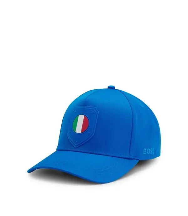 BOSS Logo Cap In Lustrous Twill With Country-flag Badge - Italy