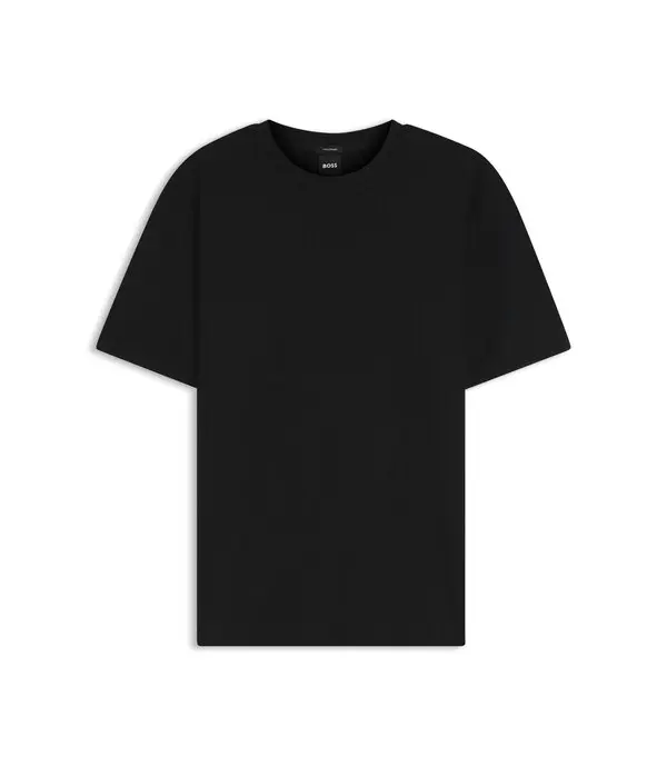 BOSS Geometric-jacquard T-shirt In Cotton - Black