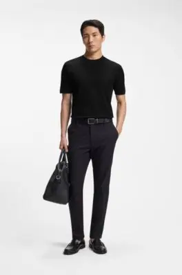 BOSS Geometric-jacquard T-shirt In Cotton - Black