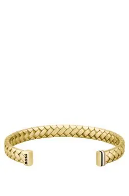 BOSS Gold-tone Cuff With Herringbone Pattern