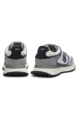 BOSS Double B Monogram Suede-trim Sneakers - Light Blue