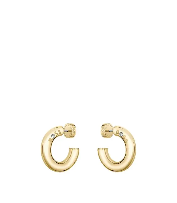 BOSS Gold-tone Hoop Earrings With Crystal