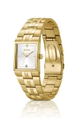 BOSS Strivo Gold-tone Watch With Stripe Detail