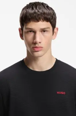 Hugo Embroidered-logo Pyjama T-shirt In A Cotton Blend