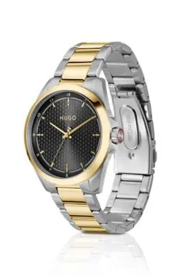Hugo Two-tone Watch With Textured Dial