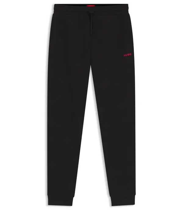 Hugo Embroidered-logo Pyjama Bottoms In A Cotton Blend - Black