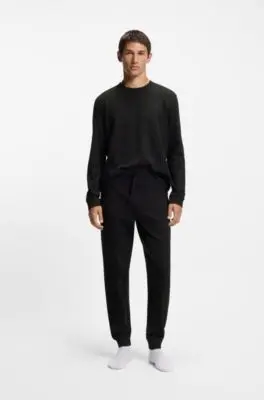 Hugo Embroidered-logo Pyjama Bottoms In A Cotton Blend