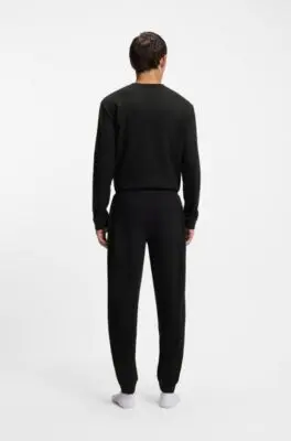 Hugo Embroidered-logo Pyjama Bottoms In A Cotton Blend