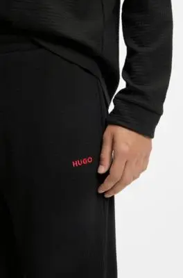 Hugo Embroidered-logo Pyjama Bottoms In A Cotton Blend