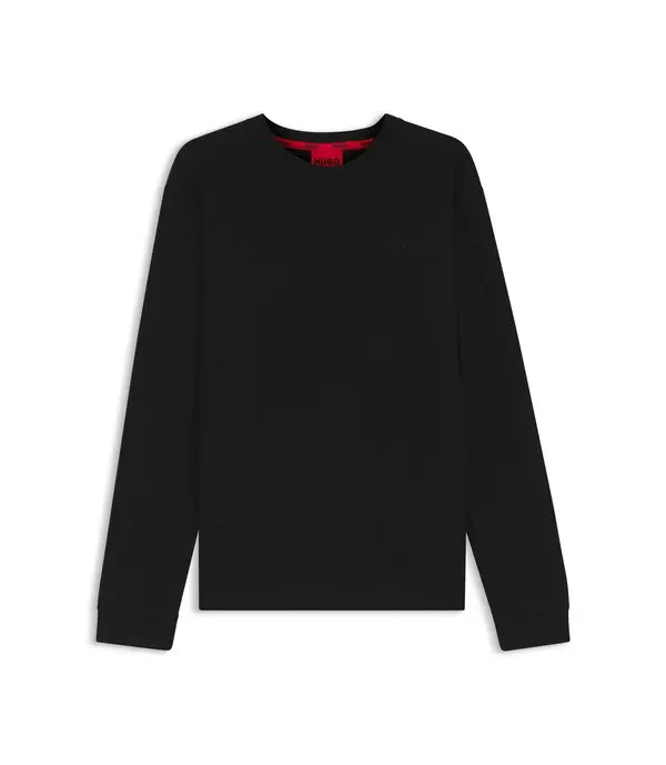 Hugo Waffle-structure Pyjama T-shirt In A Cotton Blend - Black