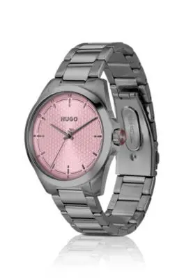 Hugo Gray-plated Watch With Textured Dial