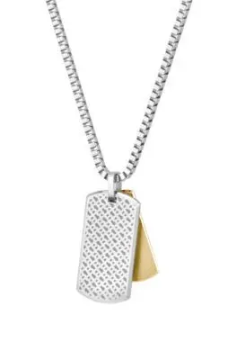 BOSS Box-chain Necklace With Double-tag Pendant