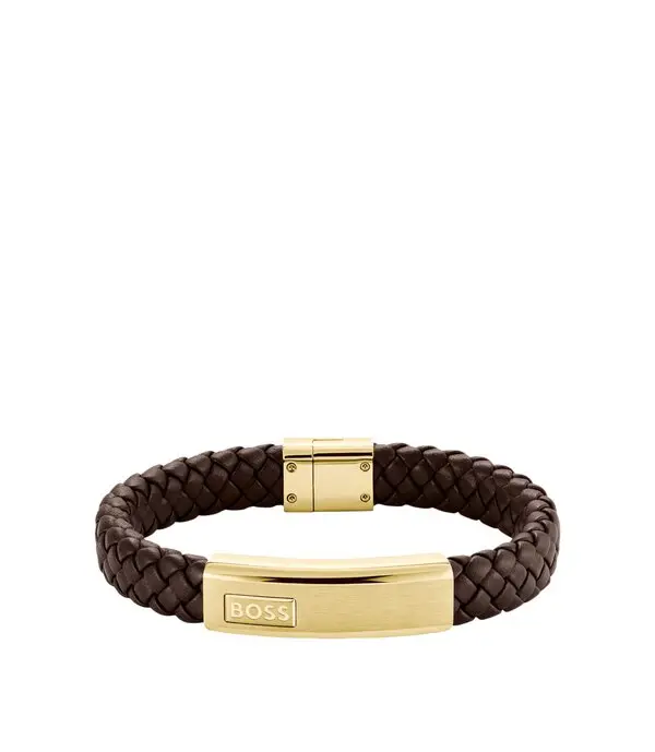 BOSS Braided Leather Cuff With Logo Plate - Assorted Pre Pack